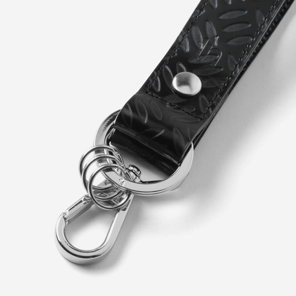 Embossed Key Ring Belt / black × silver – th products